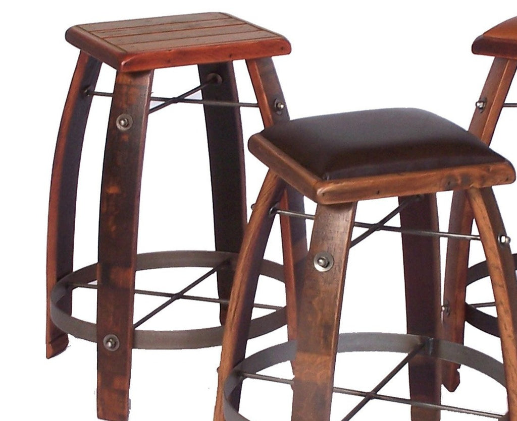 Wine Barrel Reclaimed Wood Stave Stool With Wood Top – The Rustic ...